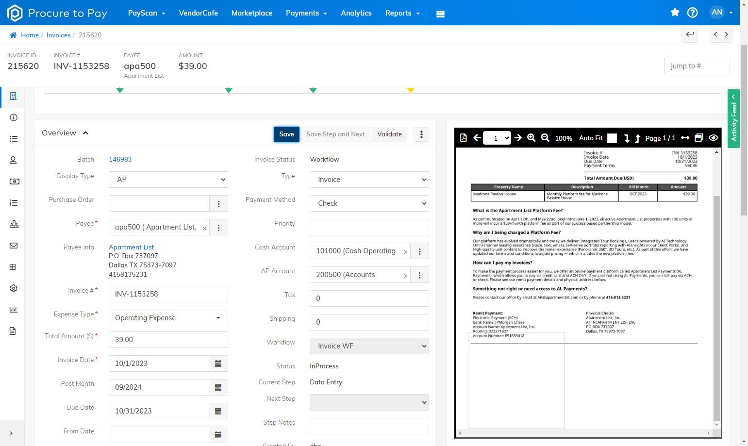 Complete an Invoice in Yardi Procure to Pay (P2P) – Thrive Communities