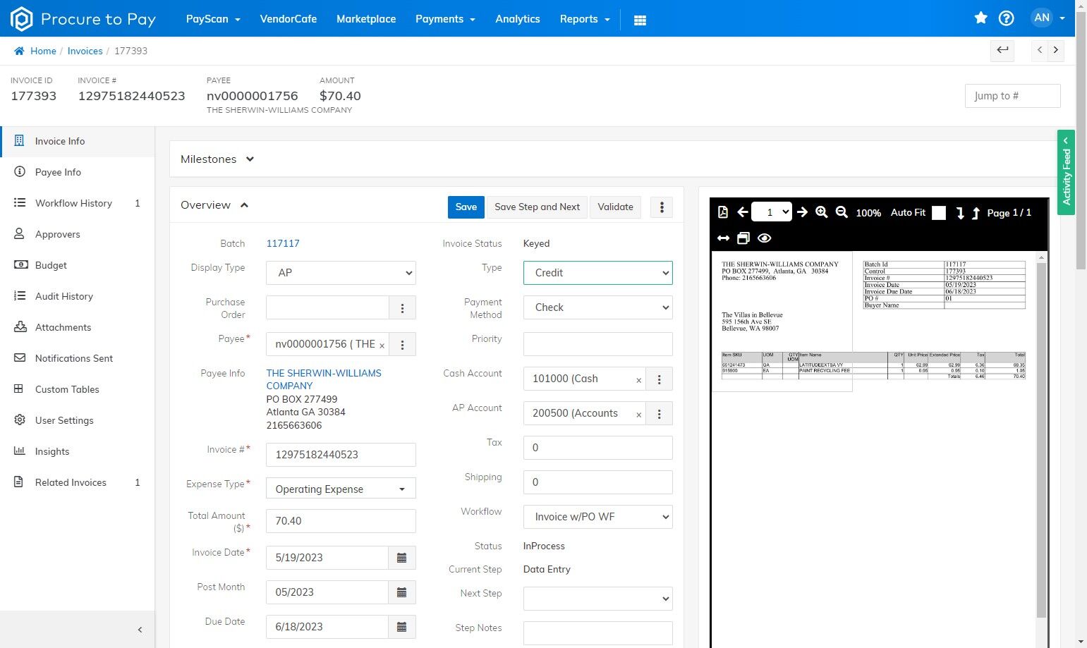 Processing a Credit Memo in P2P – Thrive Communities
