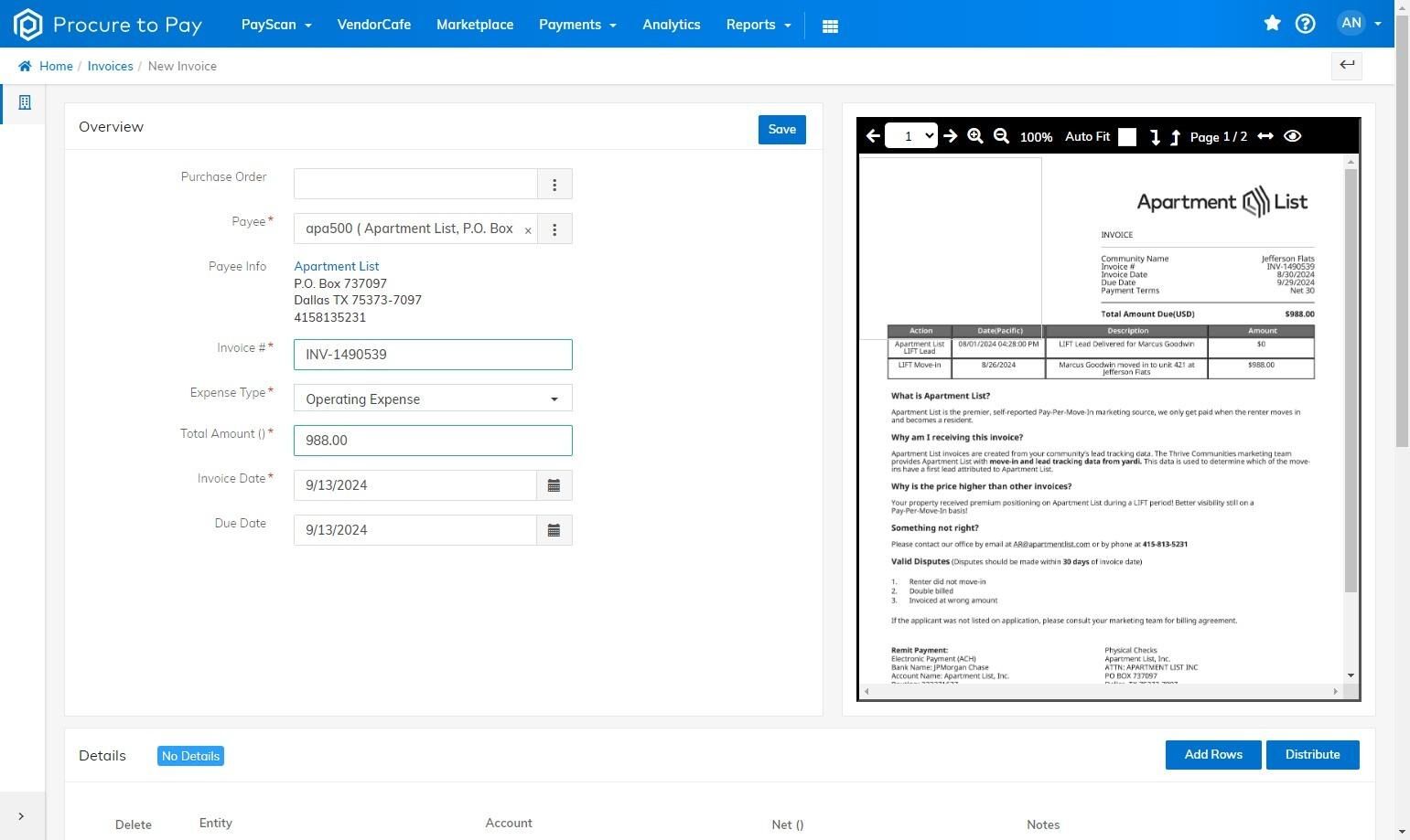 Manual Invoice Entry in P2P – Thrive Communities