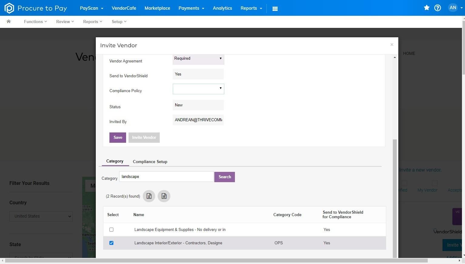 Invite a New Vendor in VendorCafe – Thrive Communities