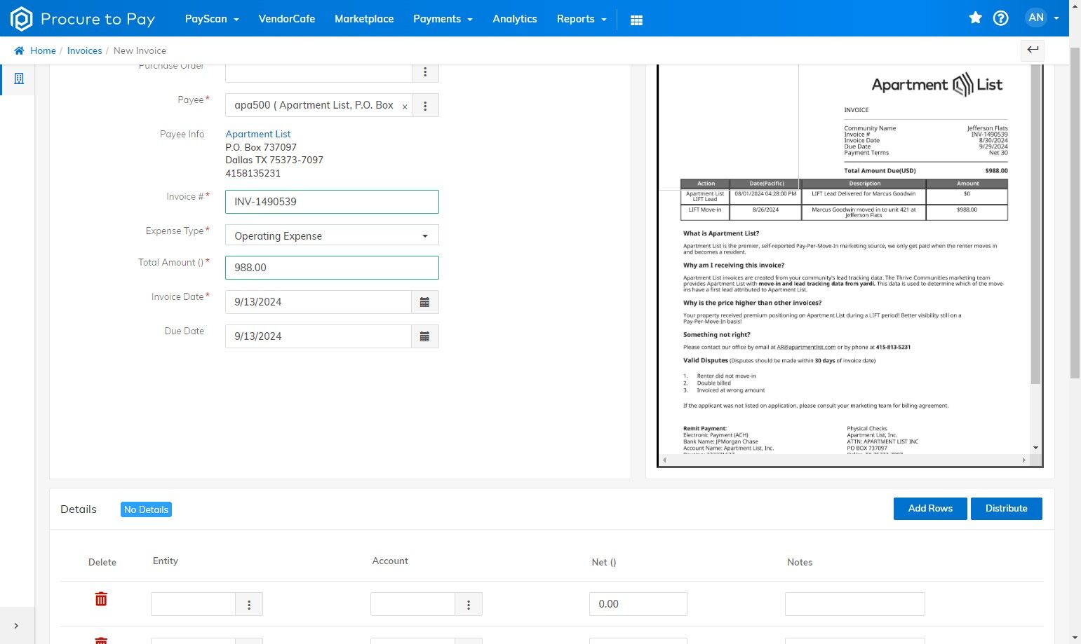 Manual Invoice Entry in P2P – Thrive Communities