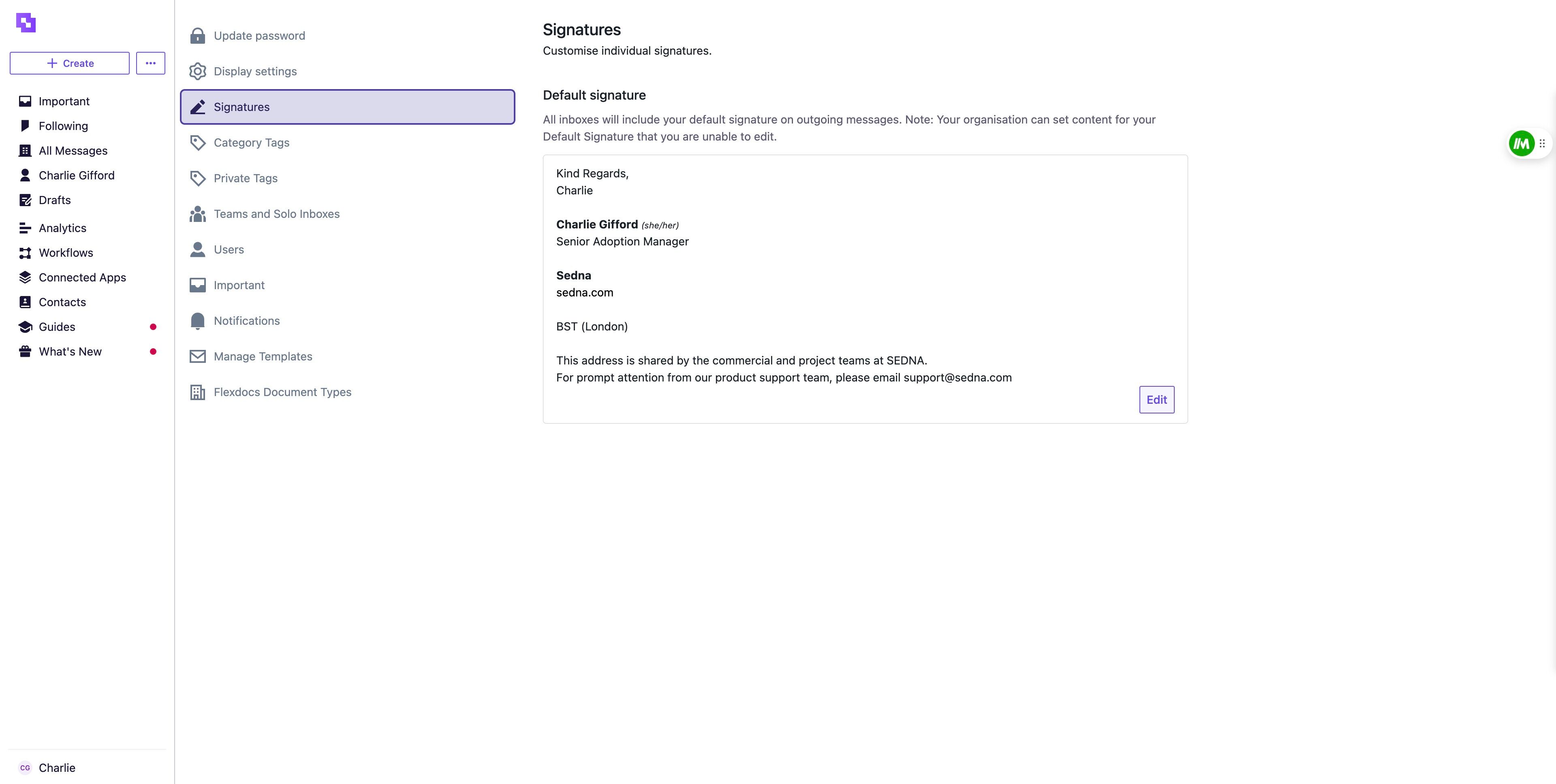 How to Edit Email Signatures – Sedna Help Centre