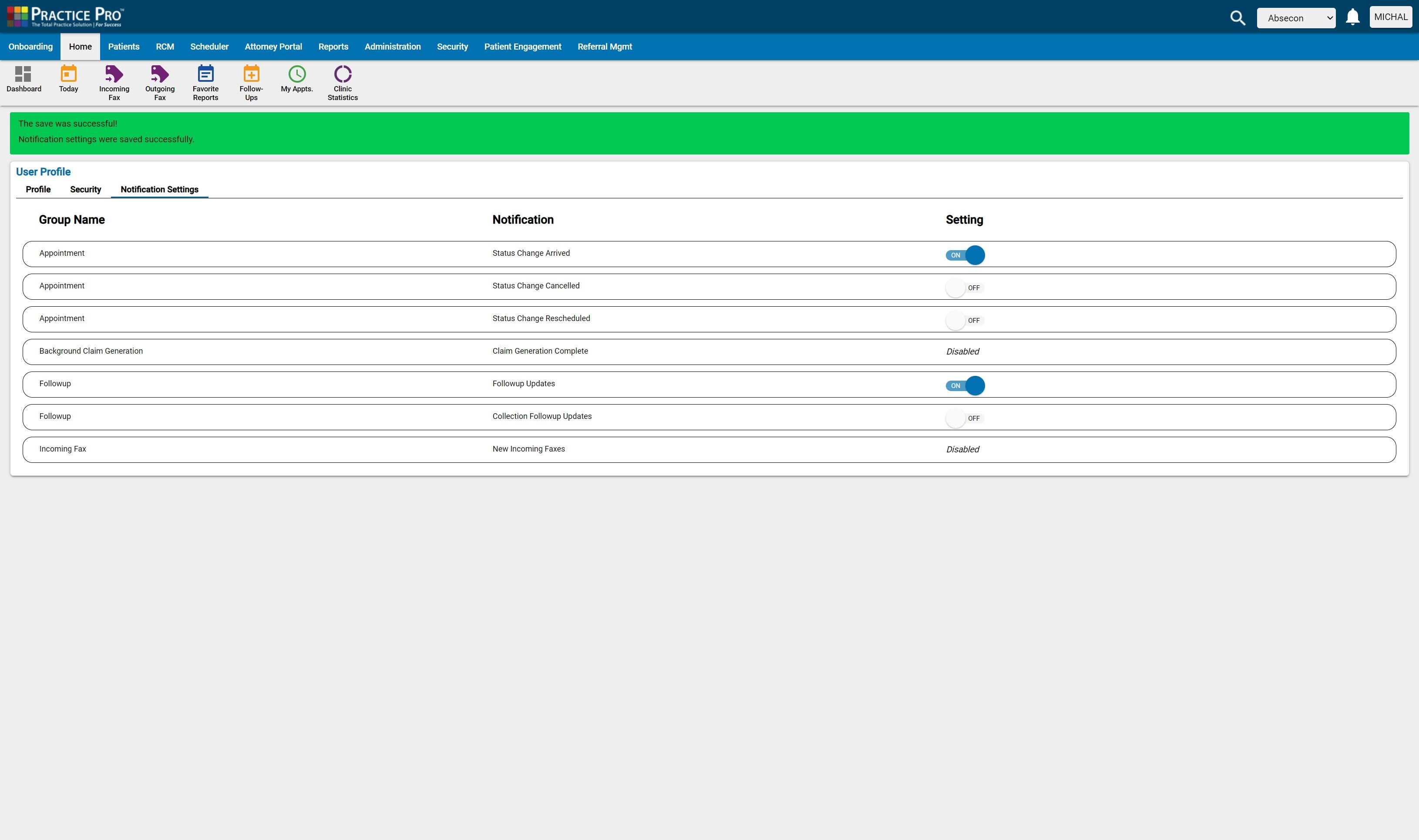 Manage Notification Settings in the User Profile – Practice Pro Knowledge Base