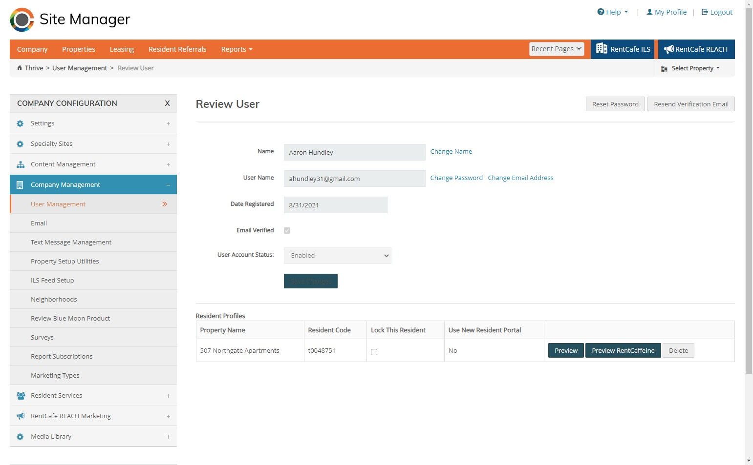 RentCafe User Management – Thrive Communities