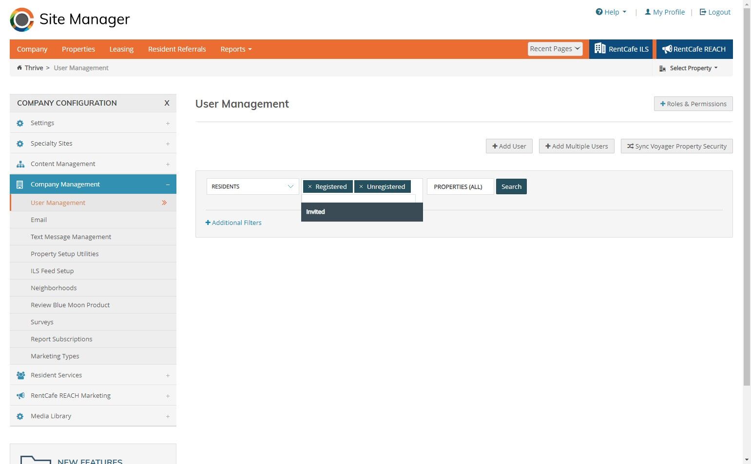 RentCafe User Management – Thrive Communities