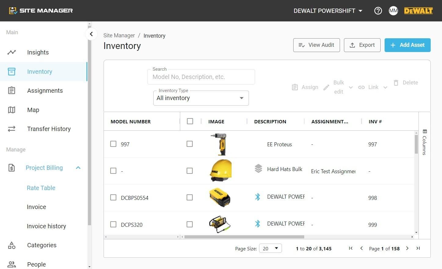 Project Billing > Rate Table – DEWALT