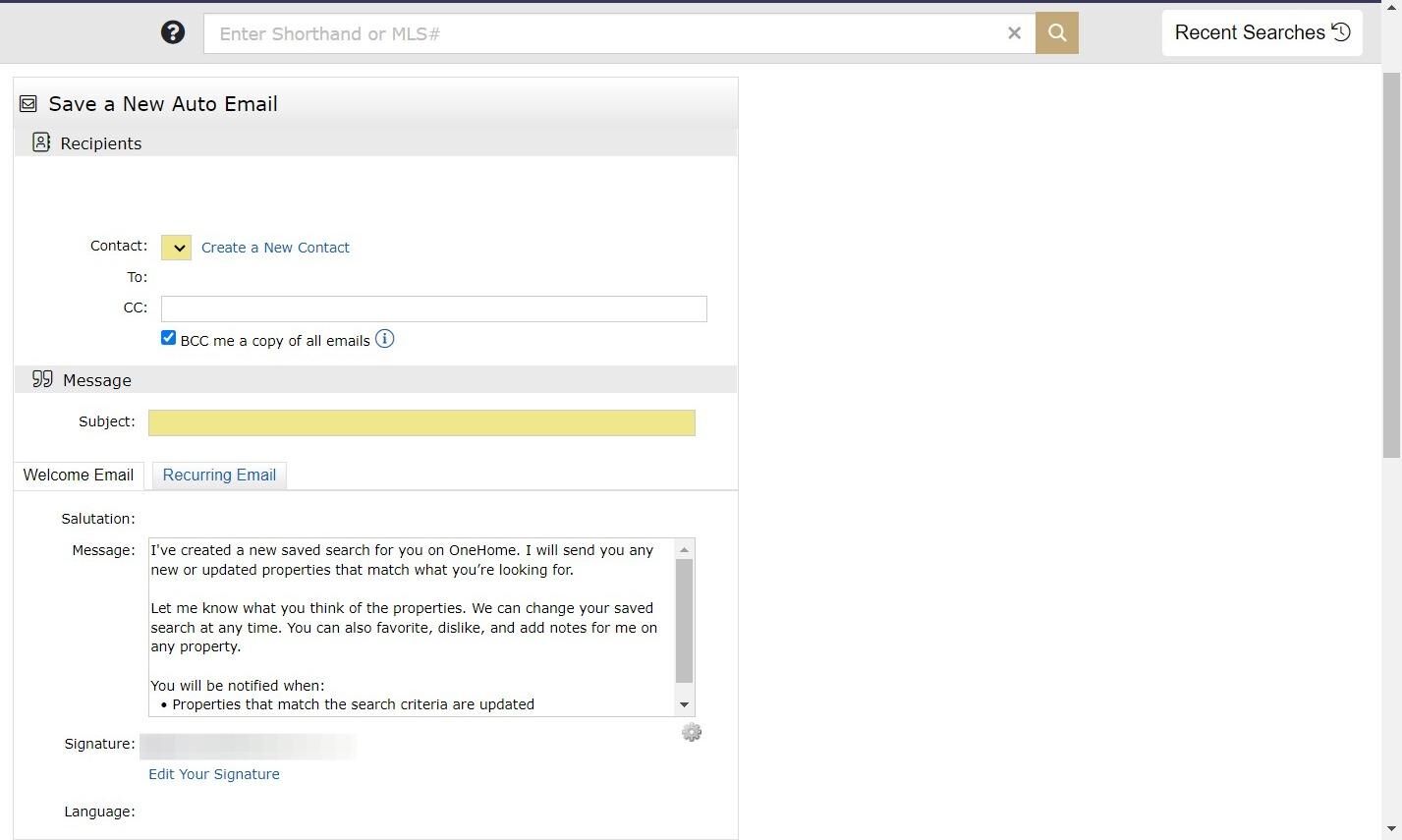 Saving an Auto Email in Matrix – OneKey® MLS Support Center