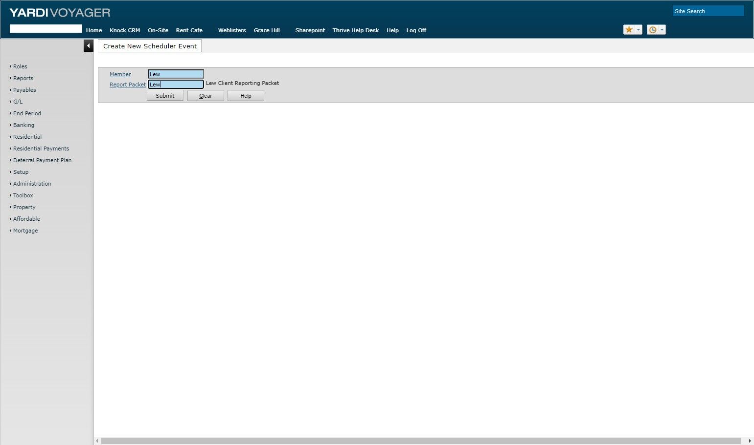 Create Reporting Packet and Schedule Event in Yardi – Thrive Communities