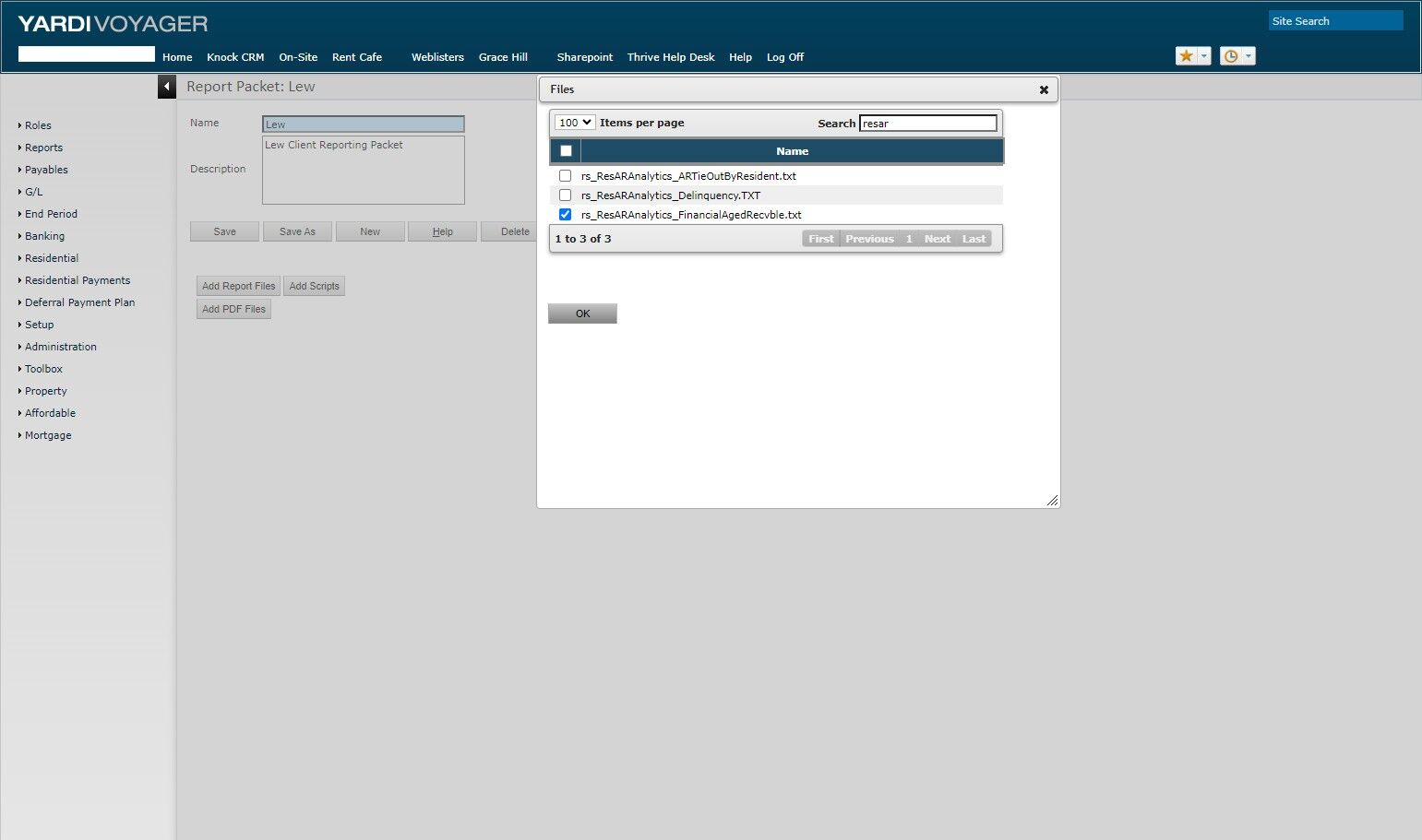 Create Reporting Packet and Schedule Event in Yardi – Thrive Communities