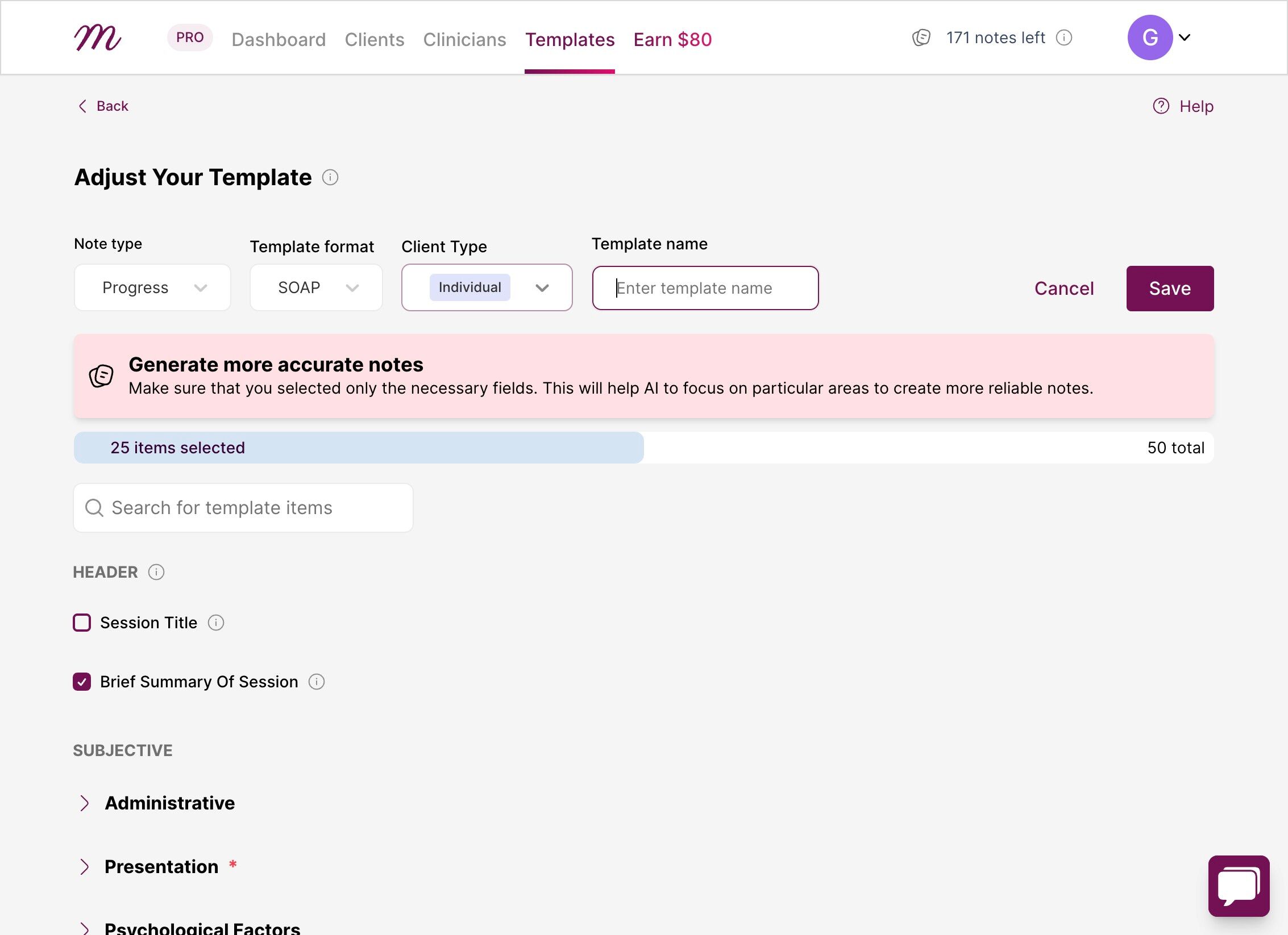 Building Your Custom EMDR, PLAY, or PSYCHIATRY Note Template in Mentalyc