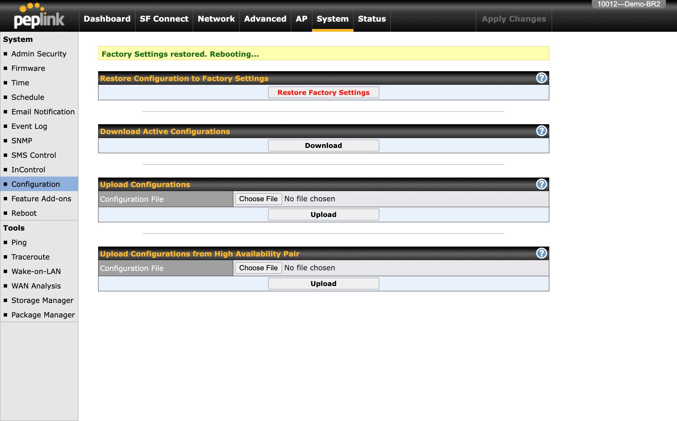 Restore Peplink Device to Factory Settings – Llama Networks