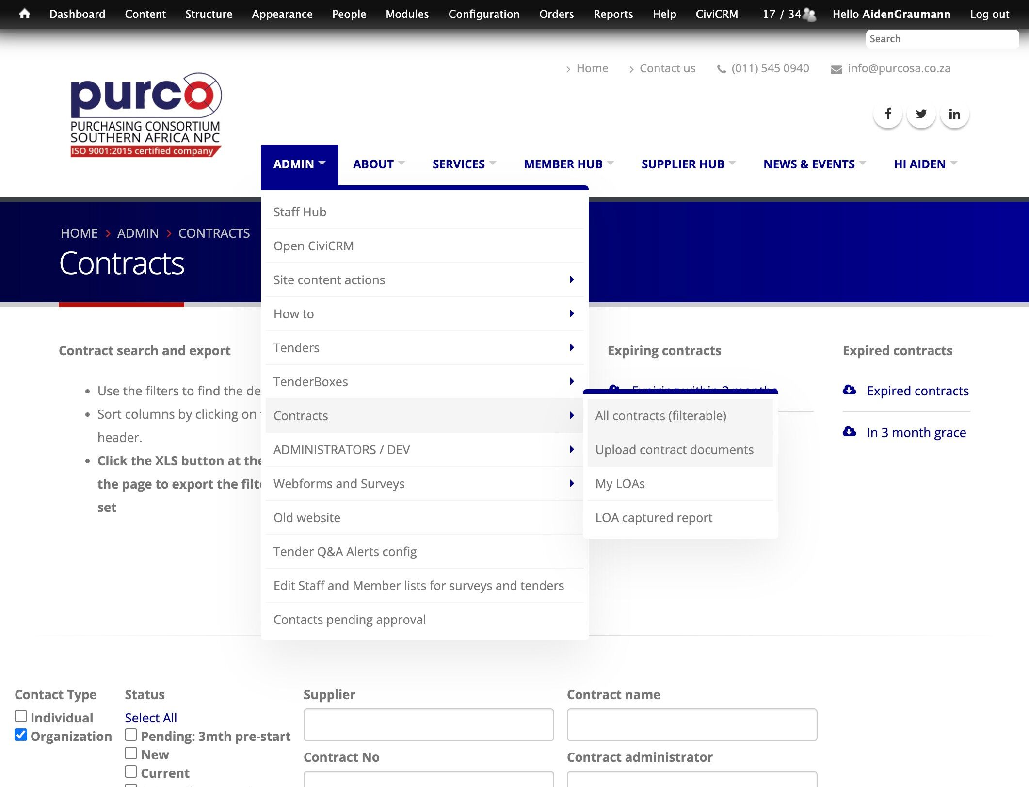 Contract Document Management - PURCO SA Staff Guide