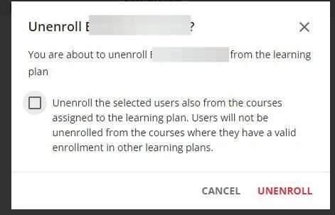 Unenrolling Learners from a Learning Plan – Lexicon