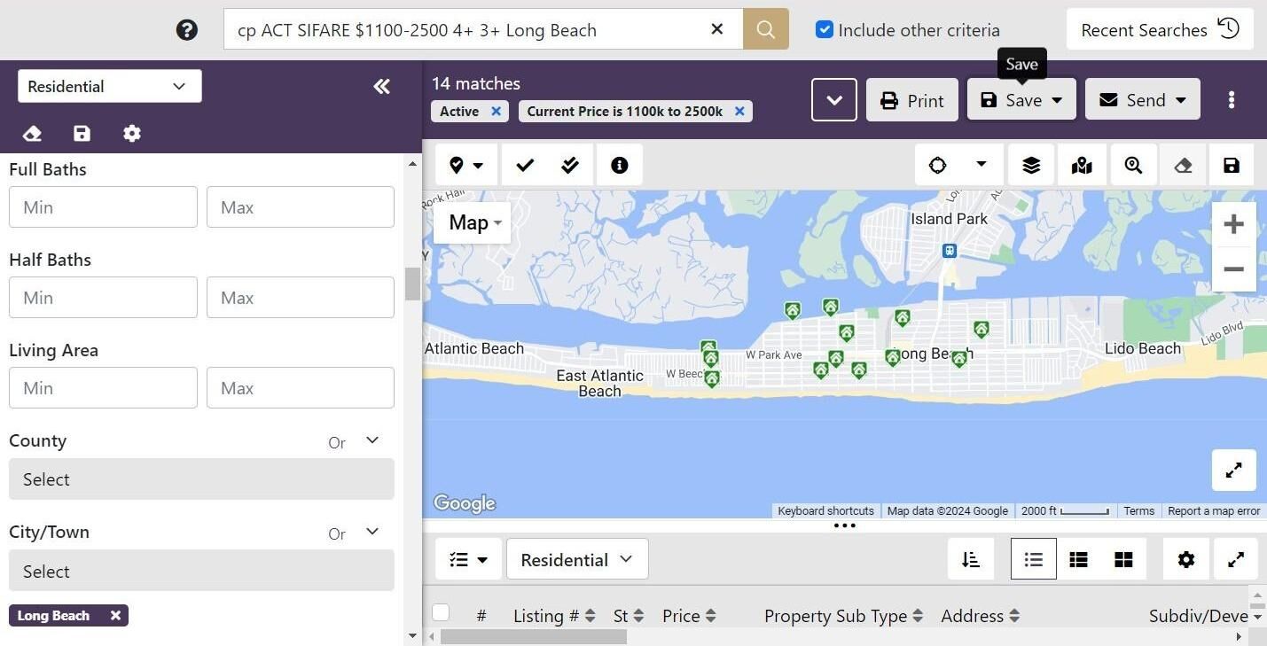 Saving a search in Matrix – OneKey® MLS Support Center