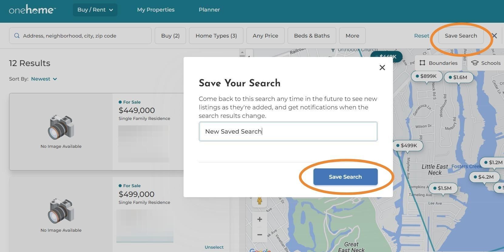 Saving Searches in OneHome (for Clients) – OneKey® MLS Support Center