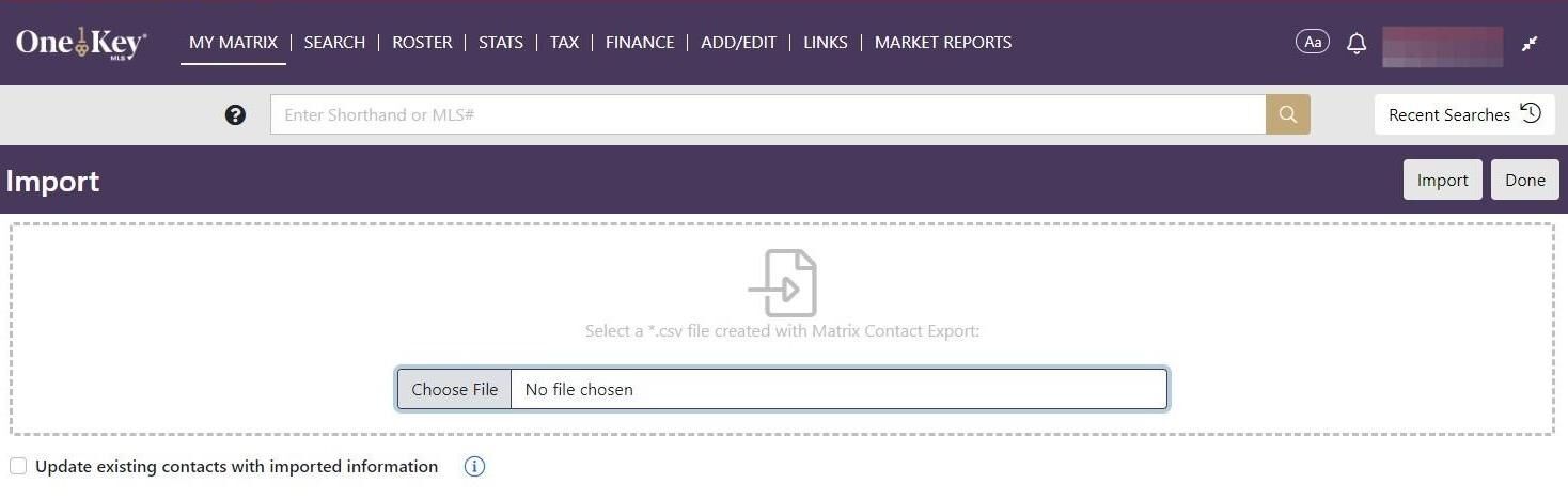 Importing Contacts in Matrix – OneKey® MLS Support Center