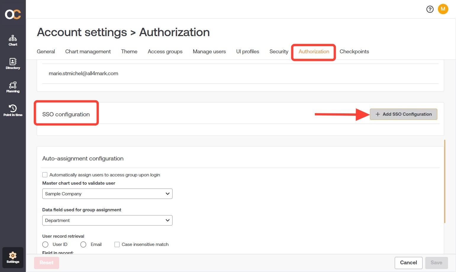 Entra ID SSO – OrgChart