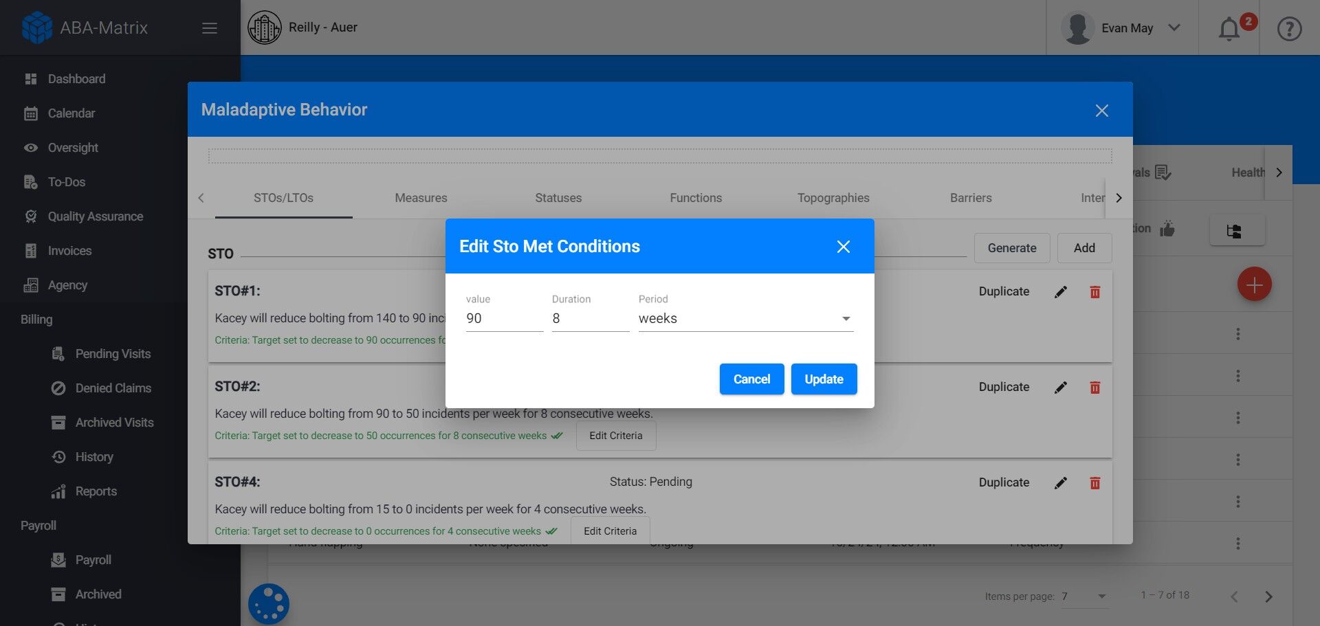 How to create and track STOs in ABA Matrix - ABA Matrix Knowledge Desk