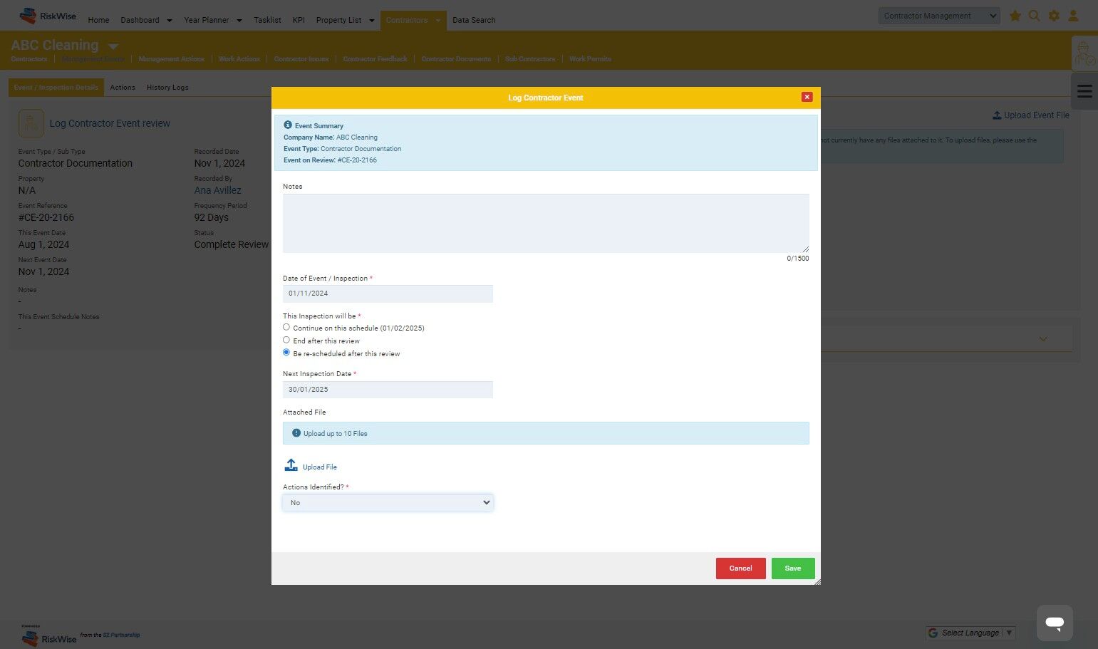 Updating Contractor Documentation in S2 RiskWise – RiskWise Software Support