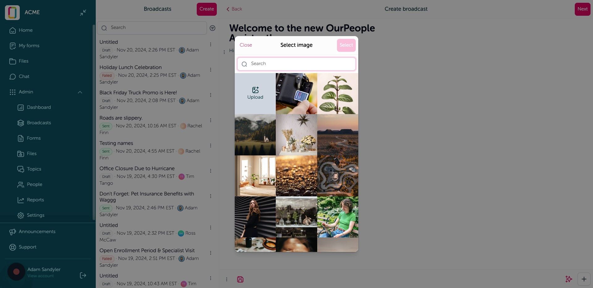 Step 1: Creating a Broadcast using blocks – OurPeople
