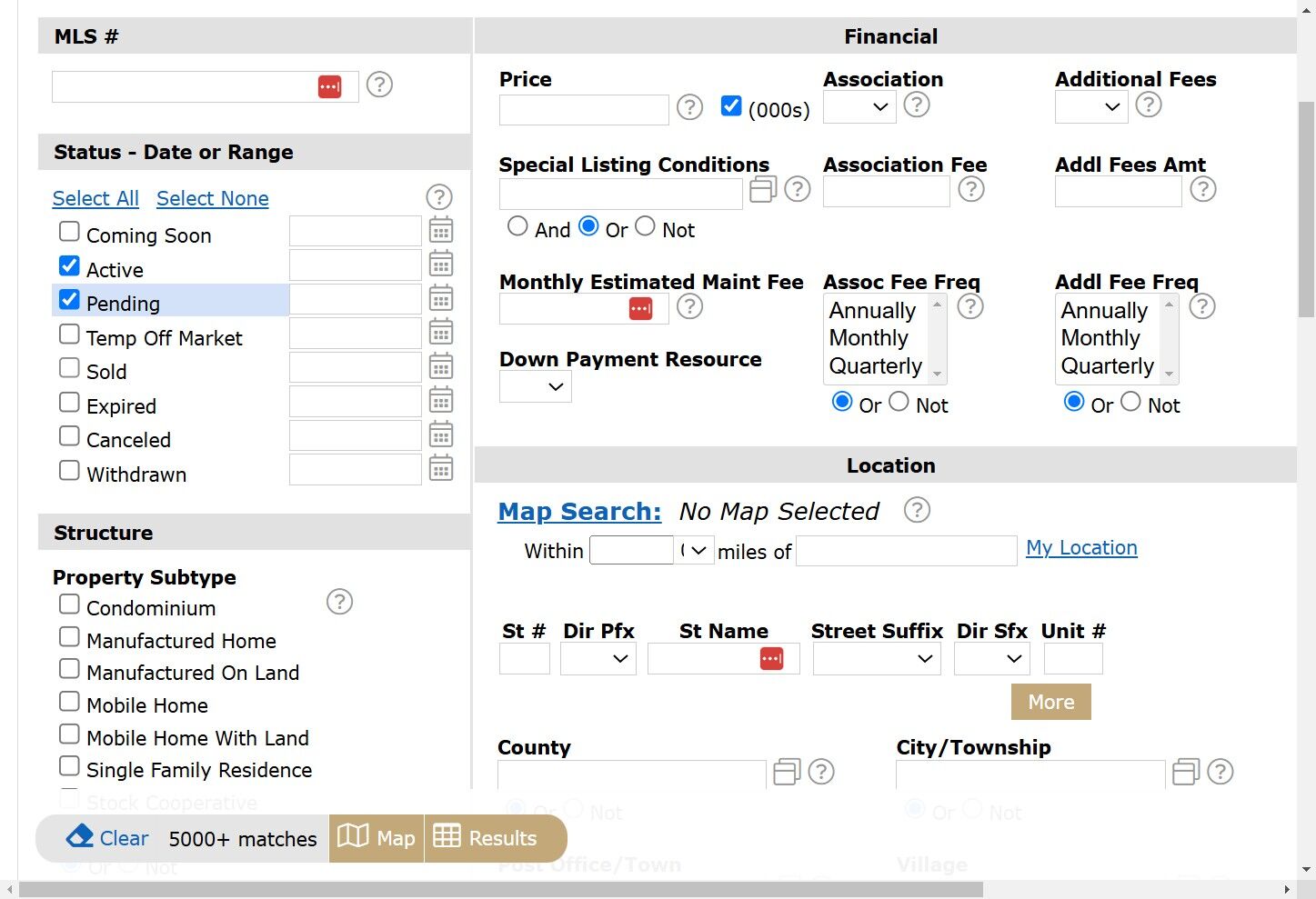 Searching for Listings by Criteria in Matrix – OneKey® MLS Support Center