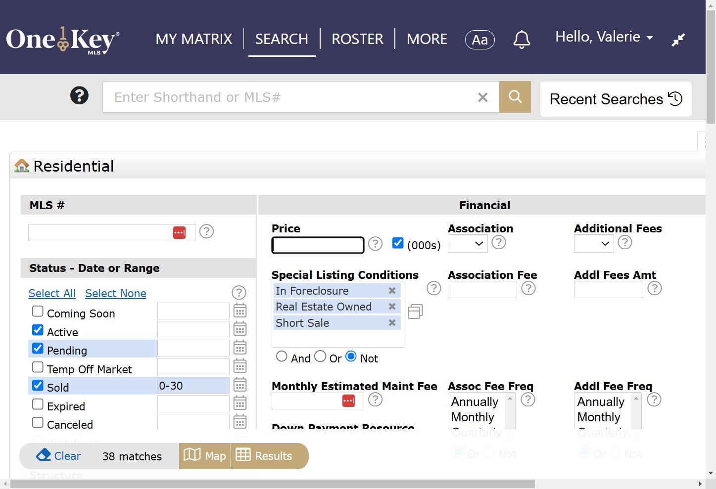 Searching for Listings by Criteria in Matrix – OneKey® MLS Support Center