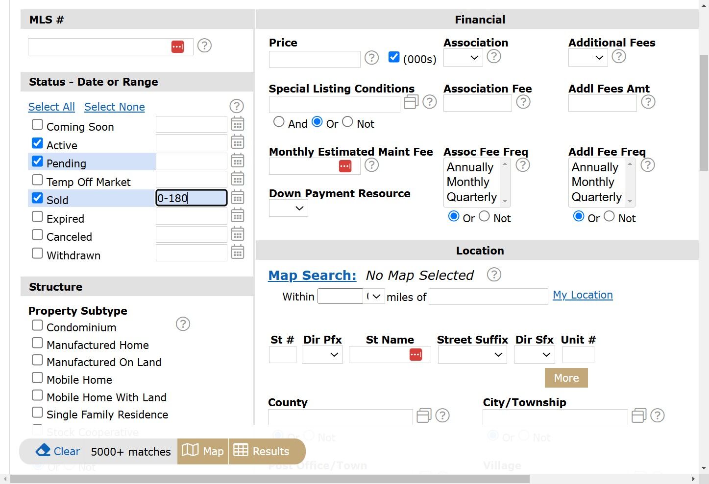 Searching for Listings by Criteria in Matrix – OneKey® MLS Support Center