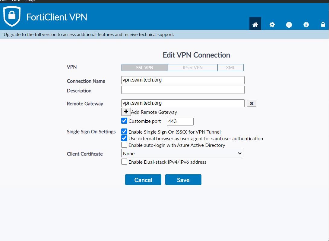 VPN Access - FortiClient | SW MiTech Wiki