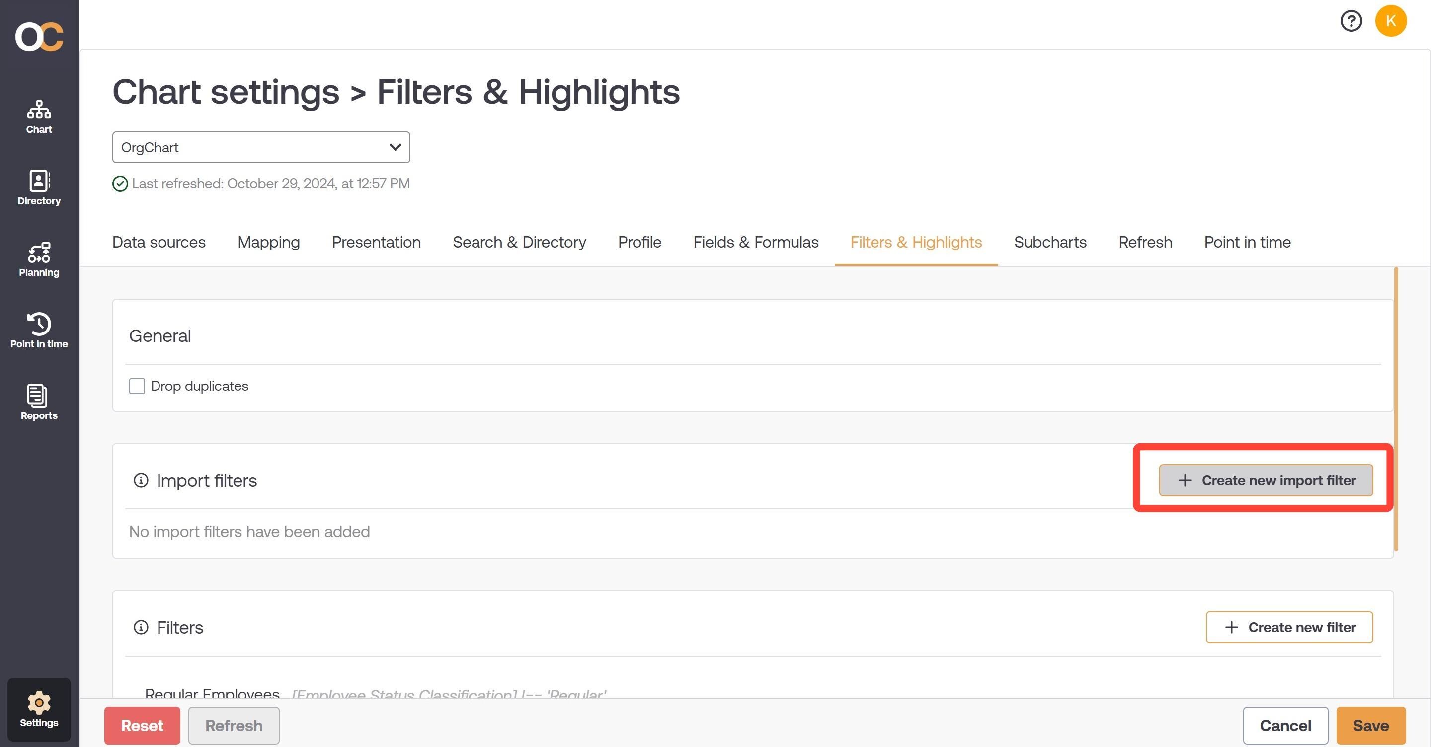 Import Filters – OrgChart