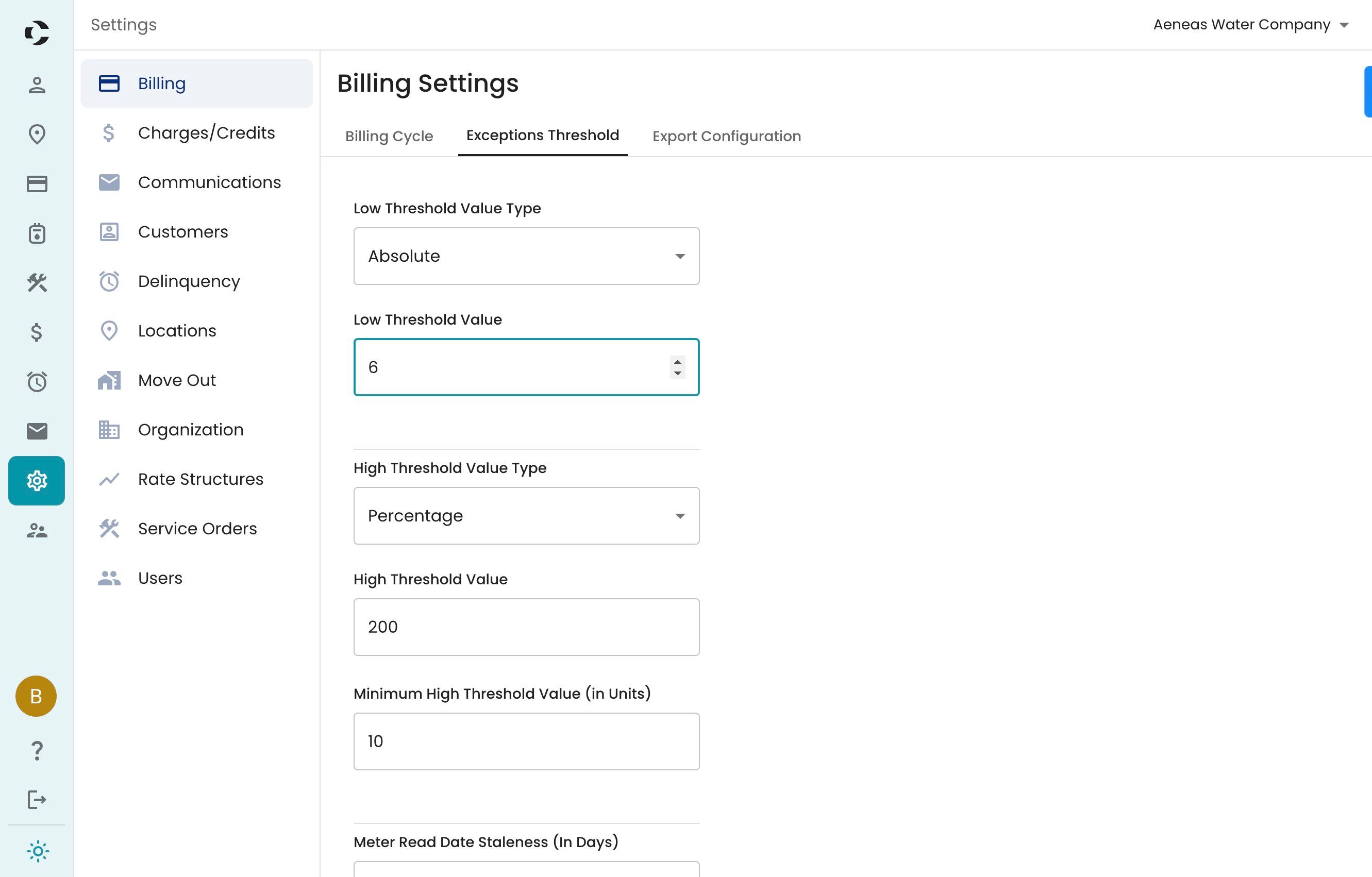 Update Exceptions Thresholds in Billing Settings - Current Knowledge Base