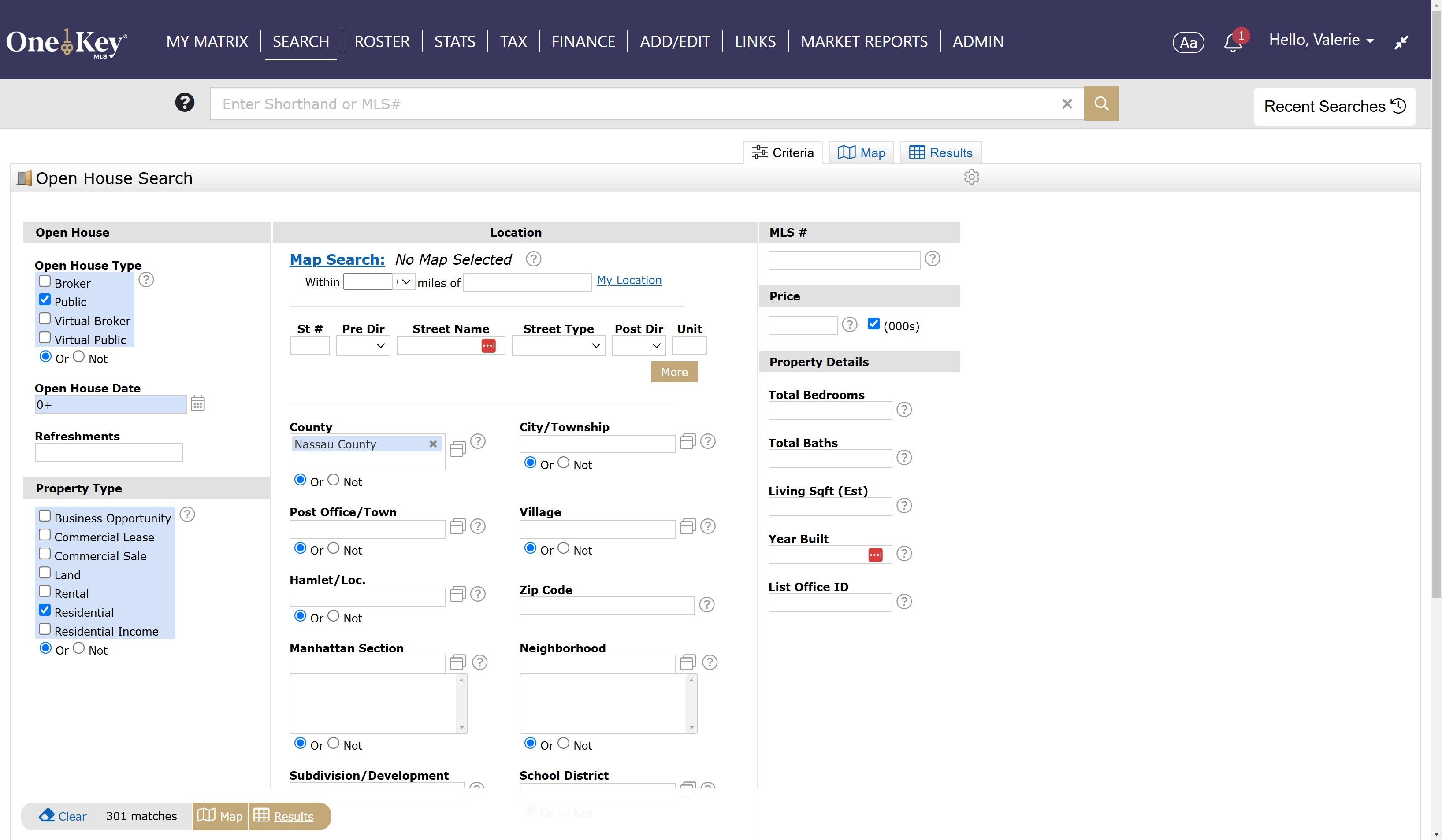 Searching for Open Houses in Matrix – OneKey® MLS Support Center