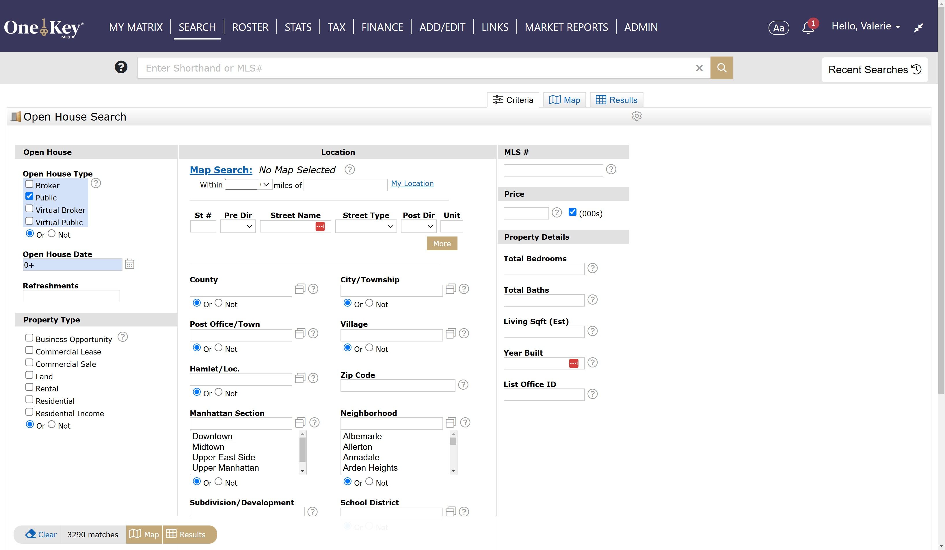 Searching for Open Houses in Matrix – OneKey® MLS Support Center