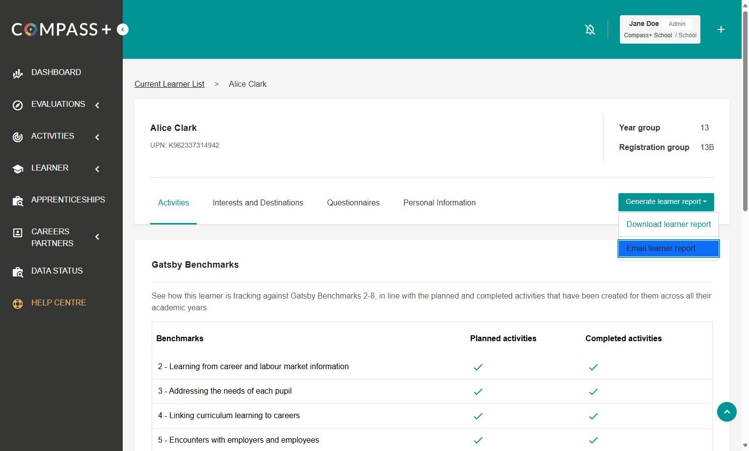 How to customise and send or download a learner report from an ...