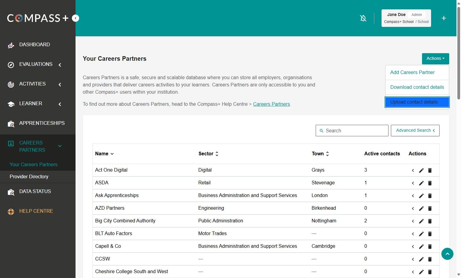 Adding Careers Partners into Compass+ using the Careers Partners Upload ...