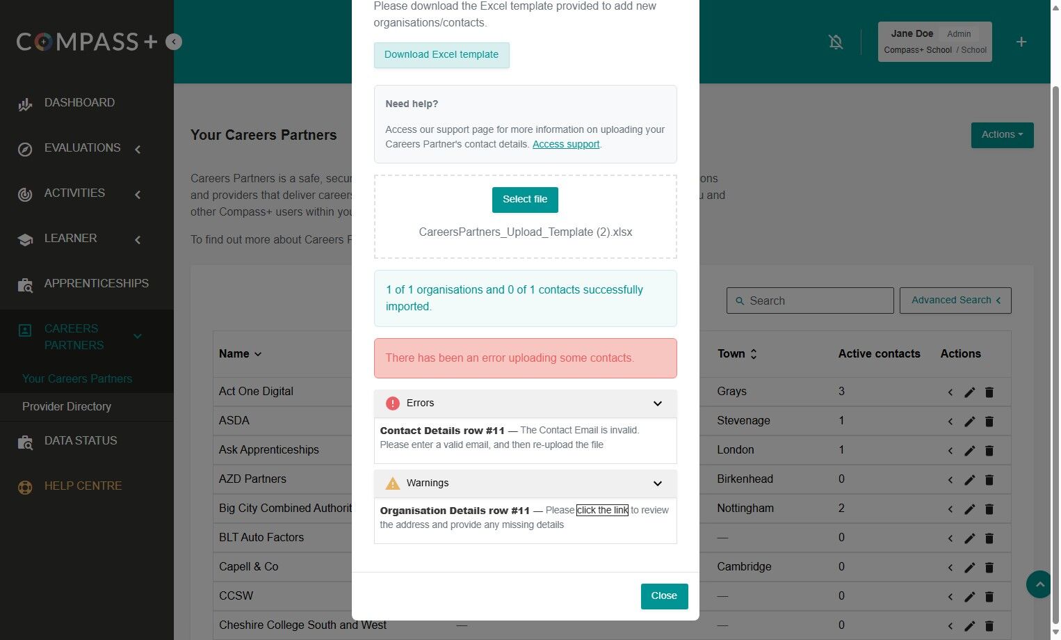 Adding Careers Partners into Compass+ using the Careers Partners Upload ...