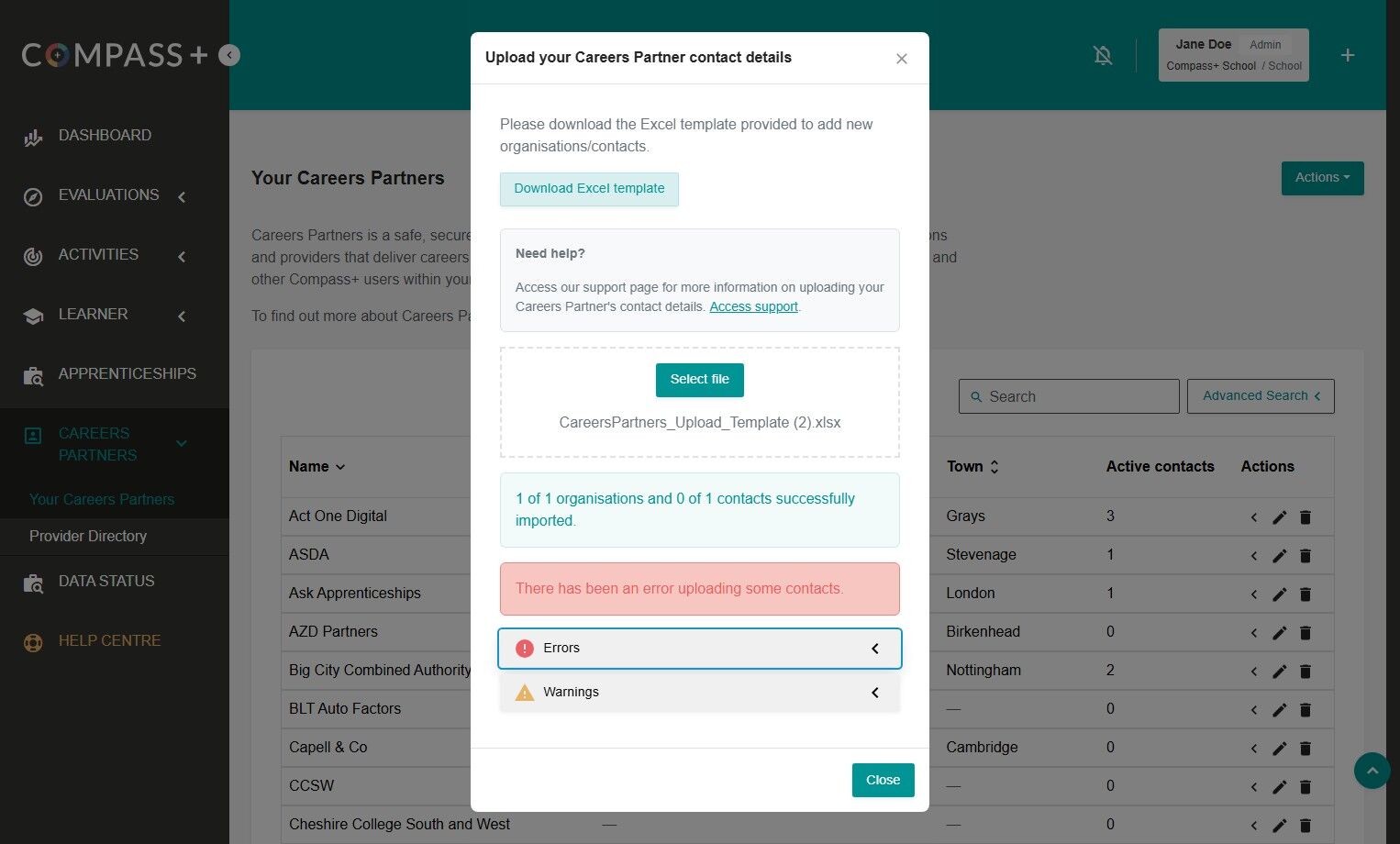 Adding Careers Partners into Compass+ using the Careers Partners Upload ...