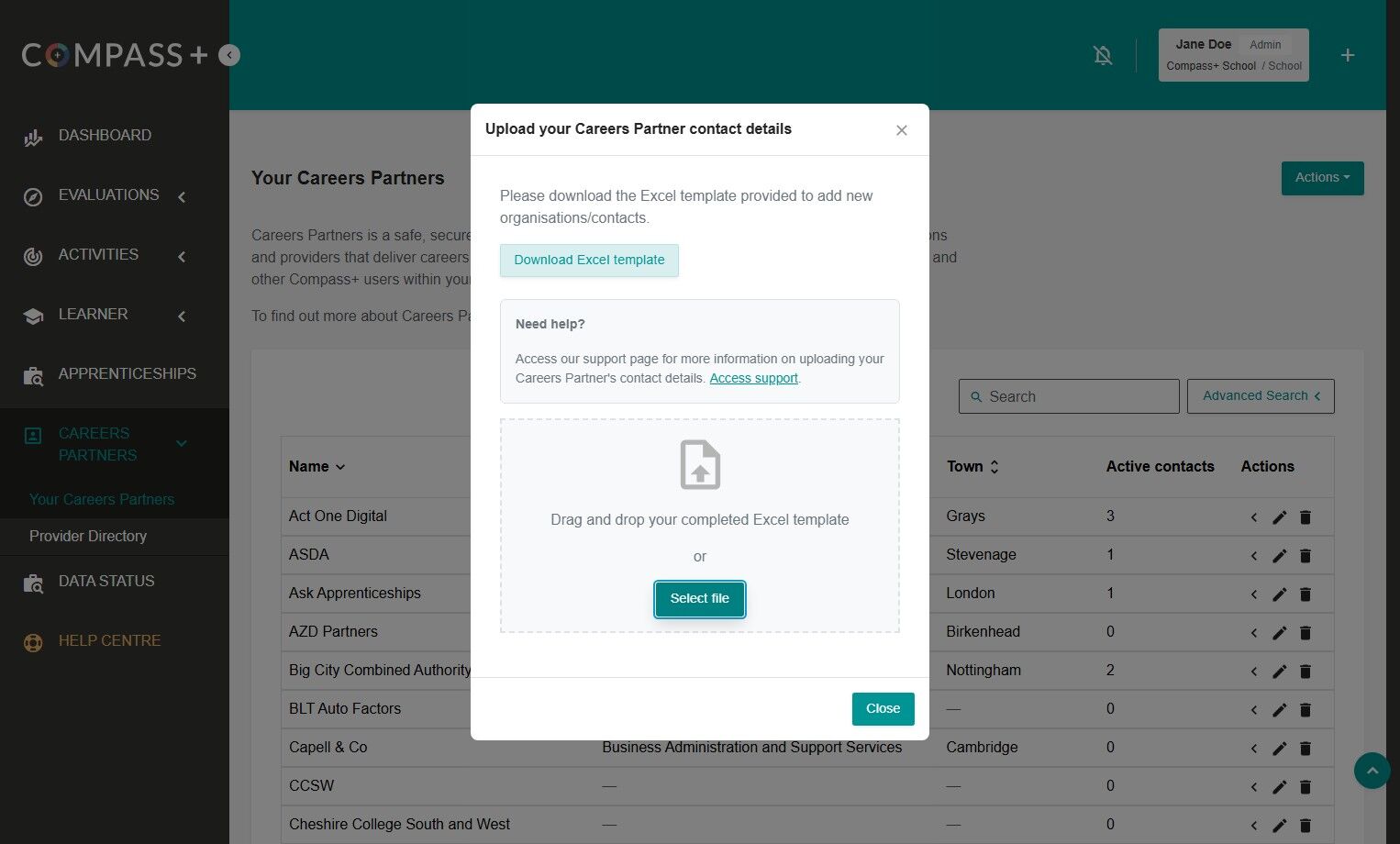 Adding Careers Partners into Compass+ using the Careers Partners Upload ...