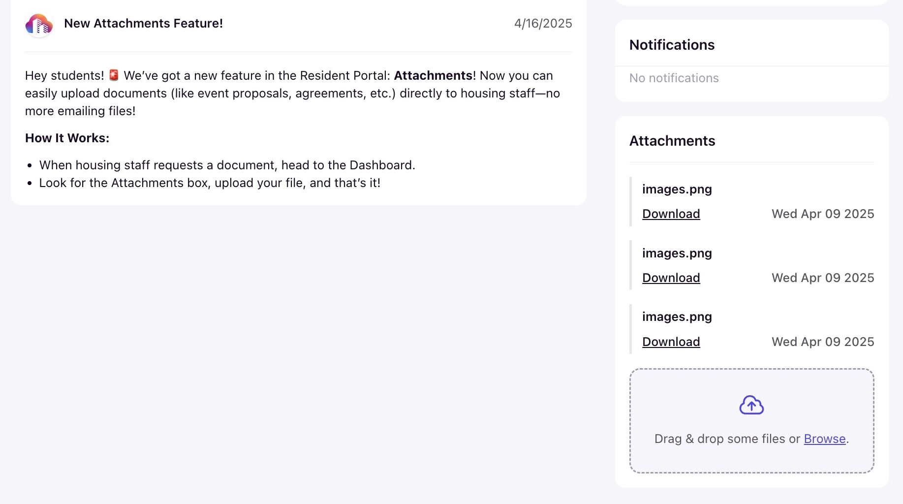 Upload or View Attachments, for Students – Housing.cloud