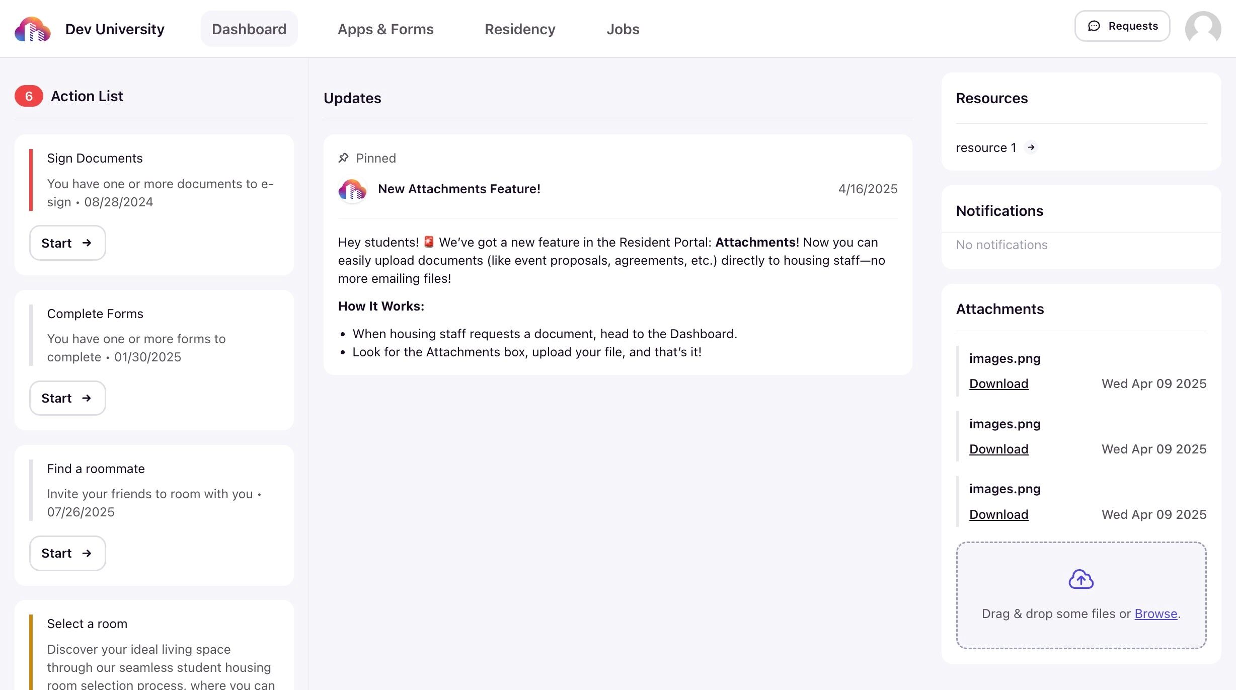 Upload or View Attachments, for Students – Housing.cloud