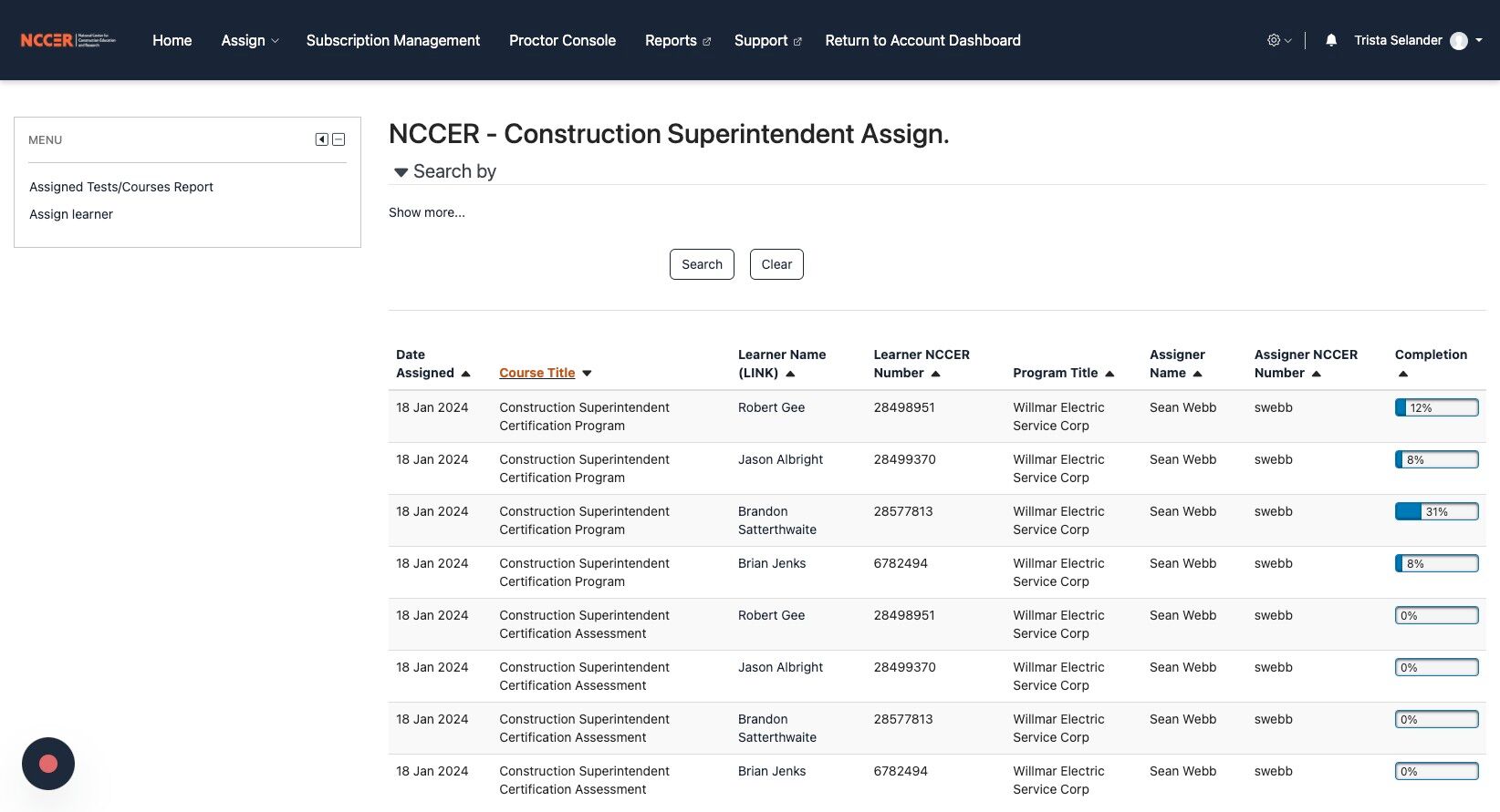 Facilitator: Accessing Learner Reports for the Construction Foreman ...