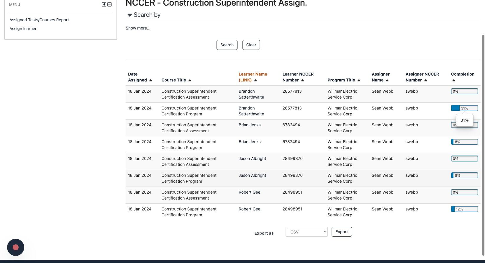 Facilitator: Accessing Learner Reports for the Construction Foreman ...
