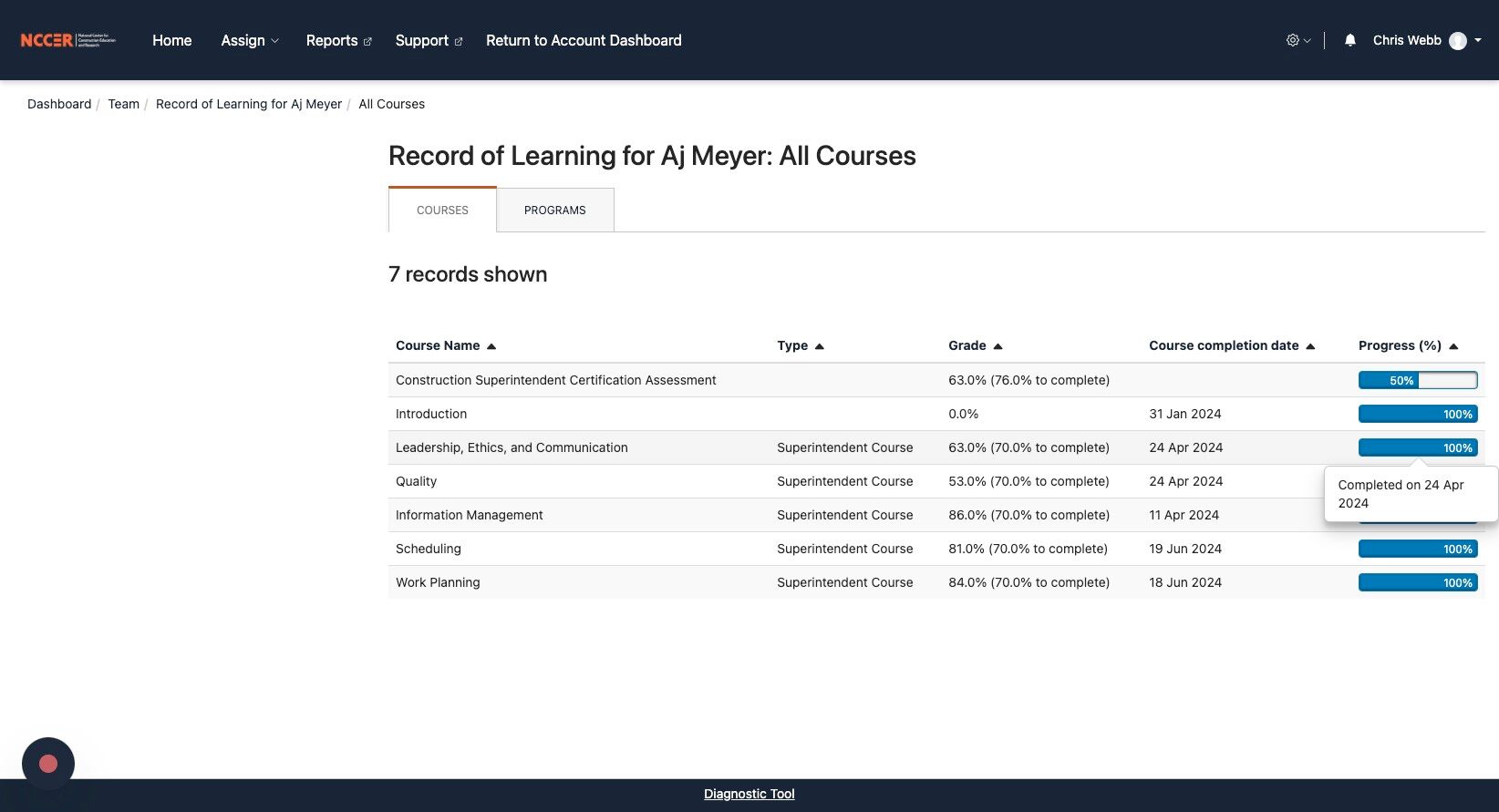 Facilitator: Accessing Learner Reports for the Construction Foreman ...