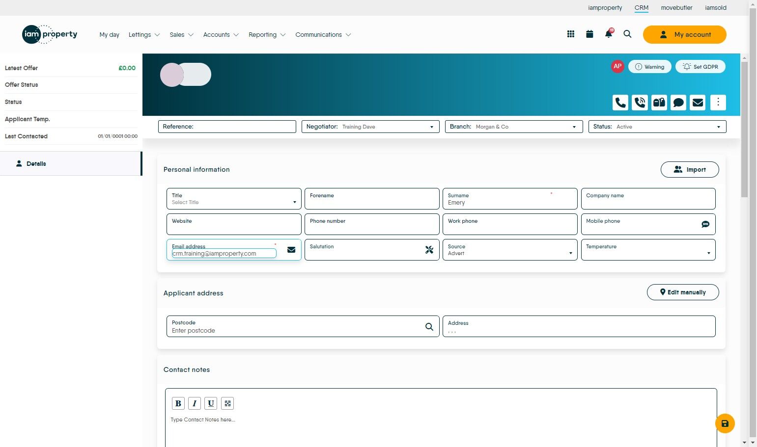 Adding a New Applicant in CRM – iamproperty