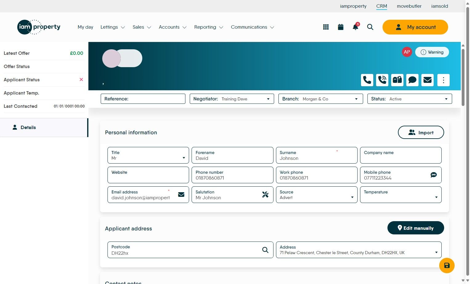 Adding a Sales Applicant Record in CRM – iamproperty