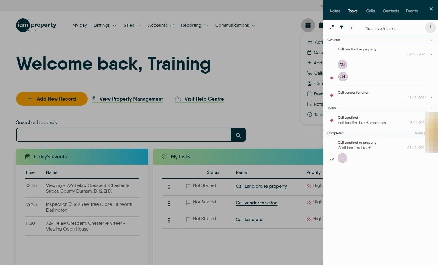 Creating a Task in CRM – iamproperty