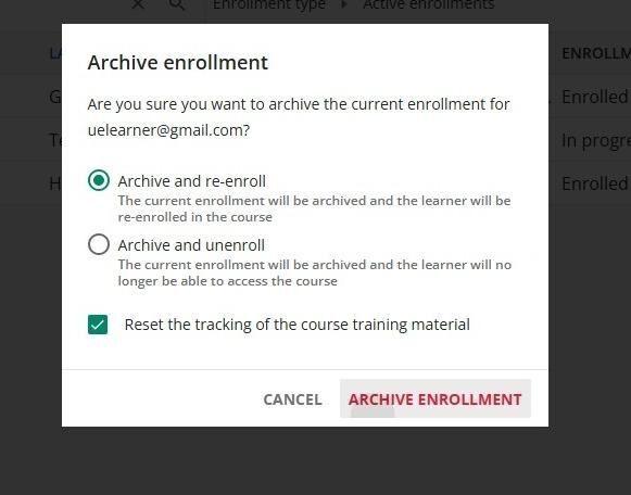 Archiving Past Completions and Re-enrolling Learners in a Course – Lexicon