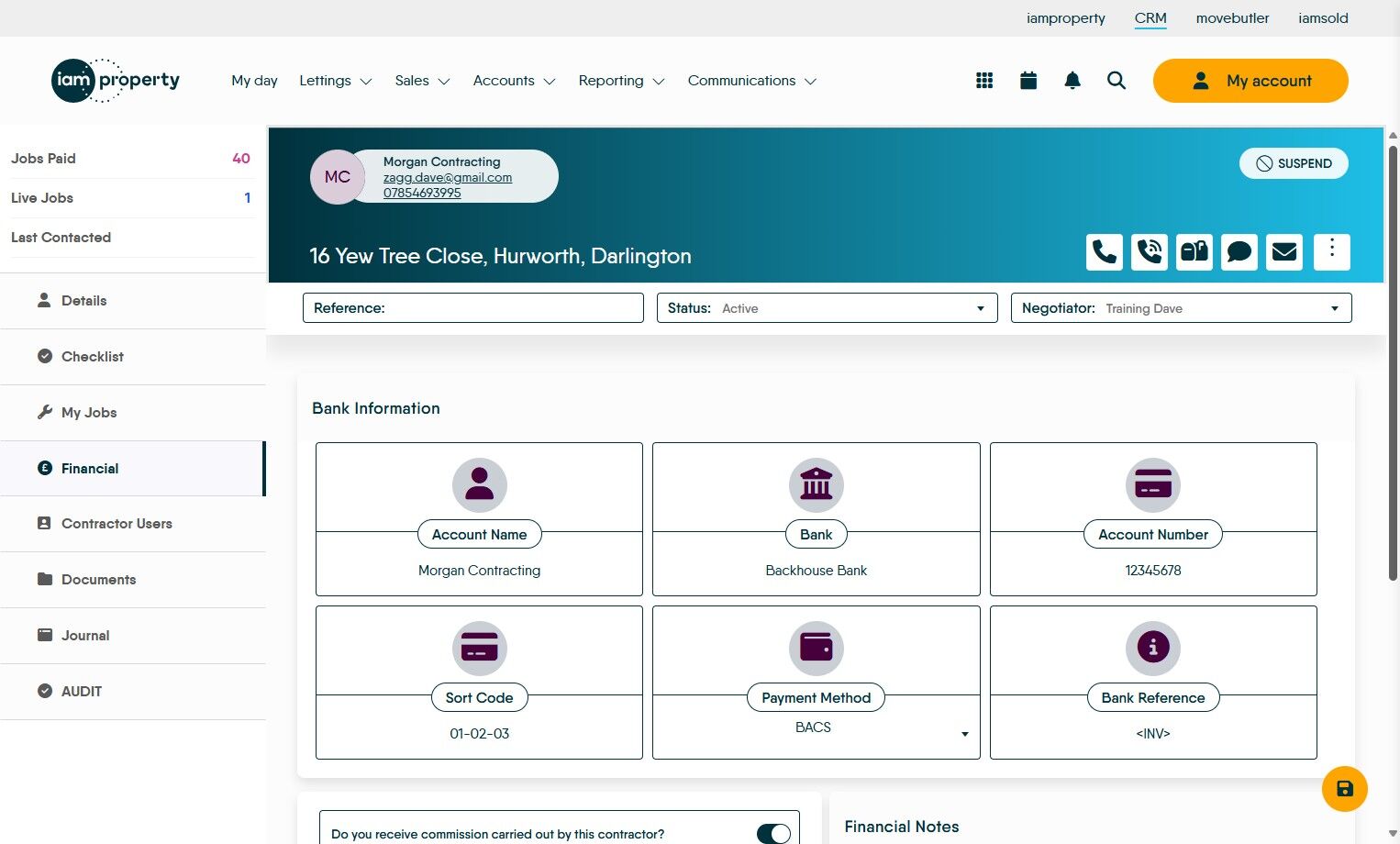 Setting Contractor Financial Details and Commission Rates in CRM ...