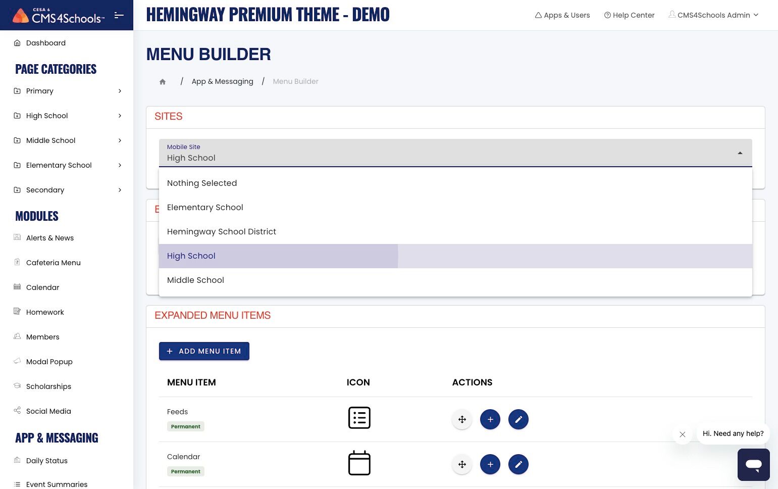 App Menu Builder: Icon Grid Home Page Display Option – CMS4Schools