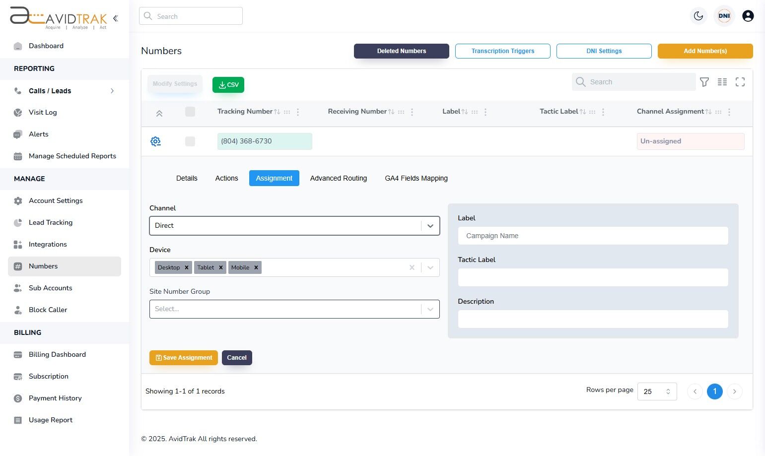 How to Setup Dynamic Number Insertion - AvidTrak