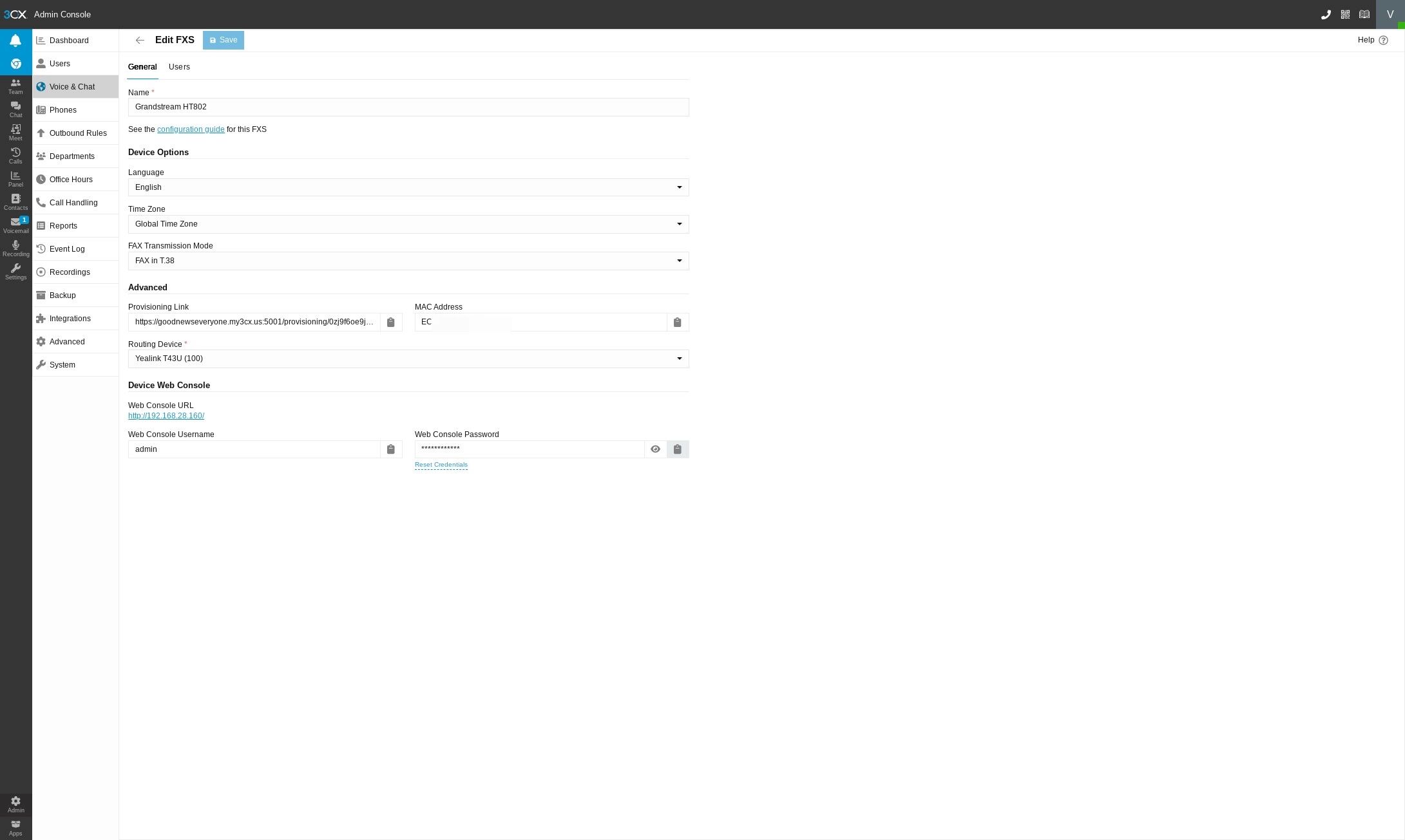 Grandstream Device to 3CX V20 System | Voxtelesys